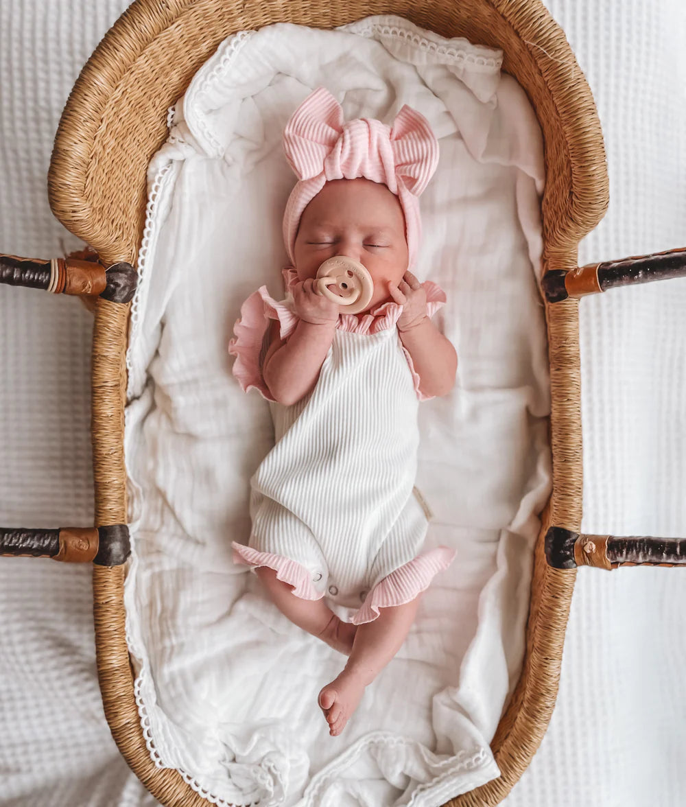 2 Tones Frill Ribbed Short Sleeve Bodysuits – Camy&Bunny